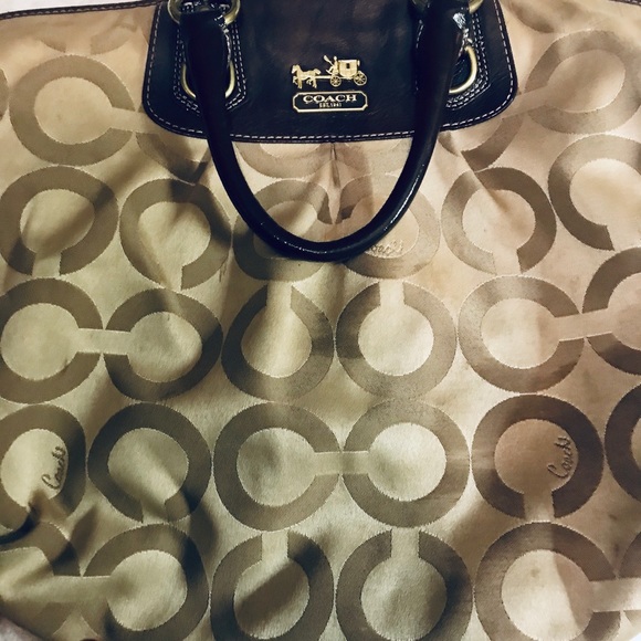 Coach | Bags | Coach Signature Purse Handbag Large Gold | Poshmark